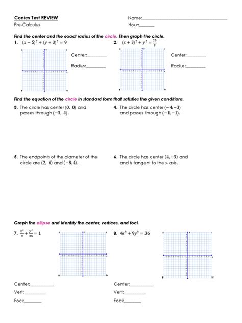 Conic Sections Practice Problems Pdf René Descartes Analytic Geometry