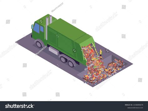 Isometric Garbage Recycling Composition Sorting Pressing Stock Vector Royalty Free 2158090679