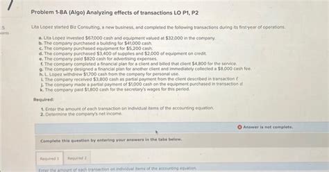 Solved Problem 1 8a Algo Analyzing Effects Of Transactions