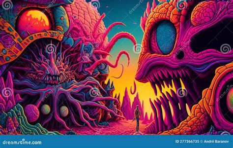Psychedelic Hallucinations Vibrant Illustration Surreal Images