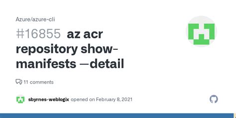 Az Acr Repository Show Manifests Detail Issue Azure Azure Cli Github