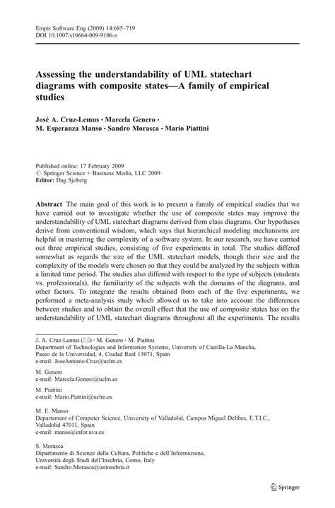 Pdf Assessing The Understandability Of Uml Statechart Diagrams With