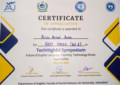 Airuniversity Deptofenglish Techhighedsymposium Bestvideo Alisha