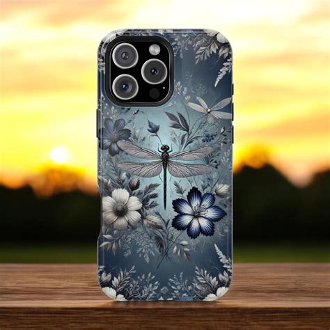Elegant Dragonfly And Floral Design Phone Case Nature Inspired