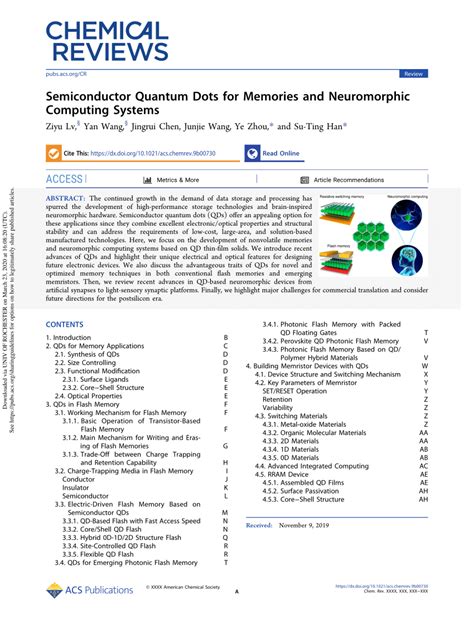 Pdf Semiconductor Quantum Dots For Memories And Neuromorphic Computing Systems