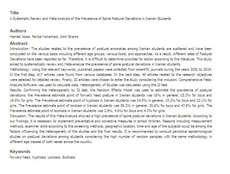 Pdf A Systematic Review And Meta Analysis Of The Prevalence Of Spine Postural Deviations In