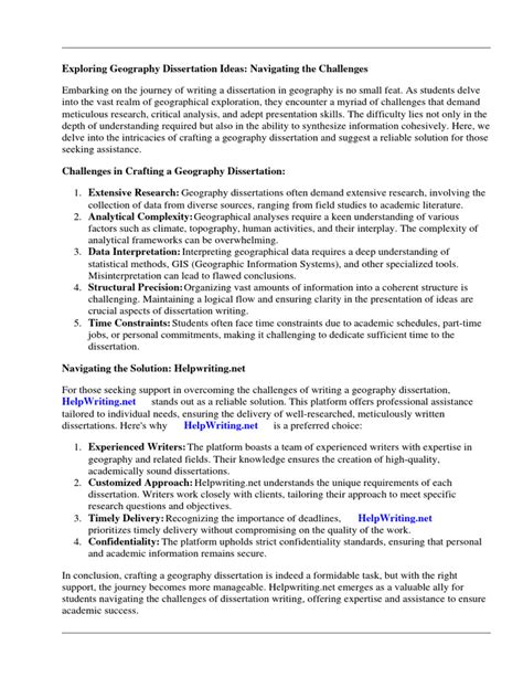 Geography Dissertation Ideas Pdf