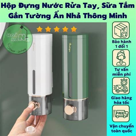 Hộp Đựng Nước Rửa Tay Treo Tường Ấn Nhả Thông Minh Bình Đựng Nước Rửa Tay Sữa Tắm Gắn Tường