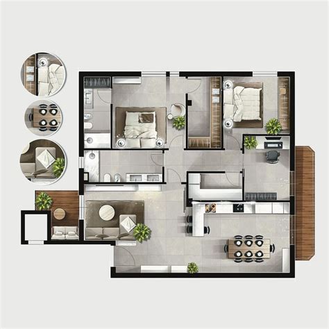 Floor Plan Rendering In Photoshop For Apartment Design