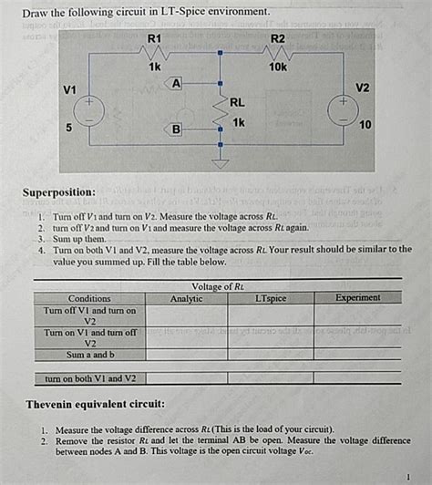 Solved Draw The Following Circuit In Lt Spice Environment R1