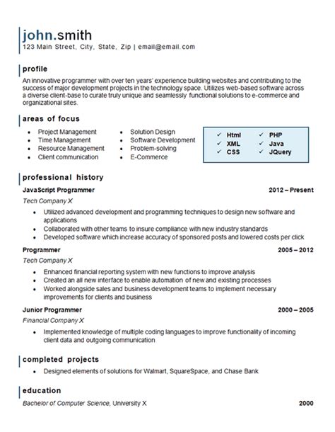 Computer Programming Resume Example Website Software