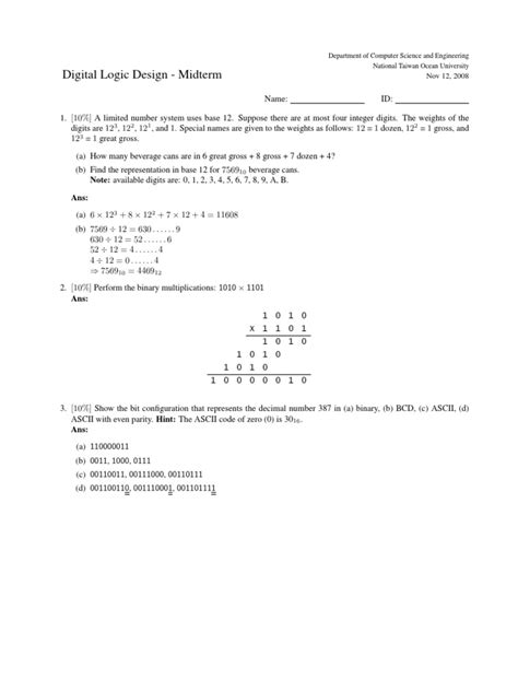 Digital Logic Design Midterm Department Of Computer Science And Engineering National Taiwan
