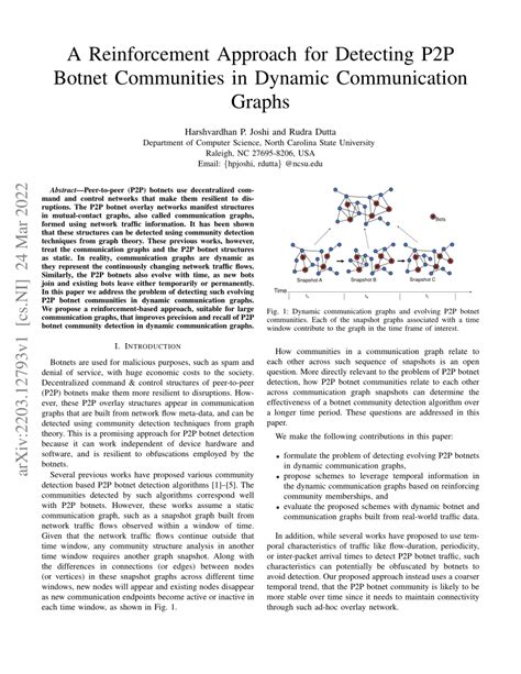 pdf a reinforcement approach for detecting p2p botnet communities in dynamic communication graphs