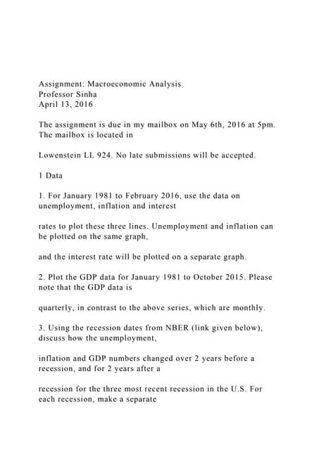 Assignment Macroeconomic Analysisprofessor Sinhaapril 13docx