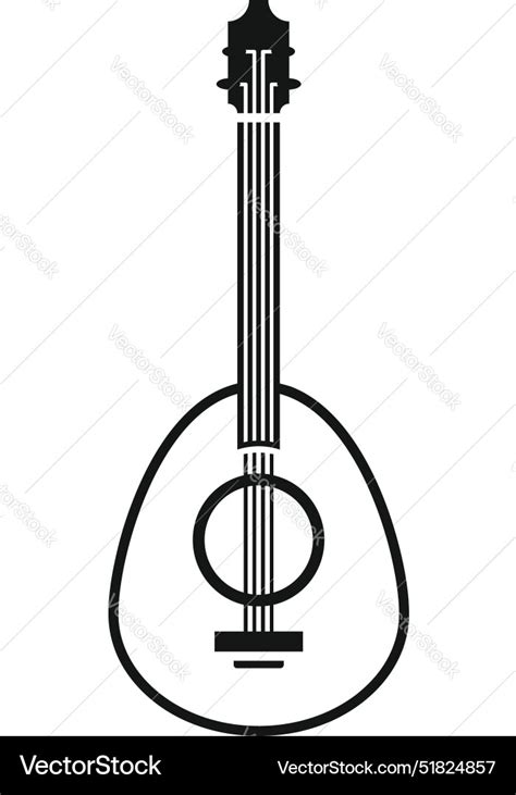 Simple Black And White Mandolin String Instrument Vector Image