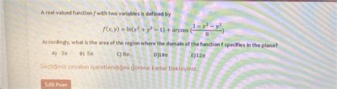 A Real Valued Function F With Two Variables Is