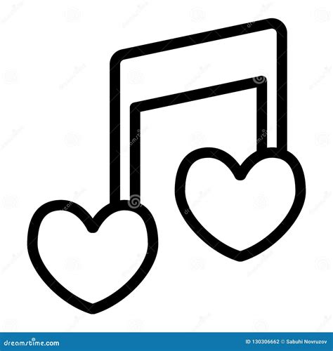 Línea Icono De La Forma Del Corazón De La Nota Musical Ejemplo Del