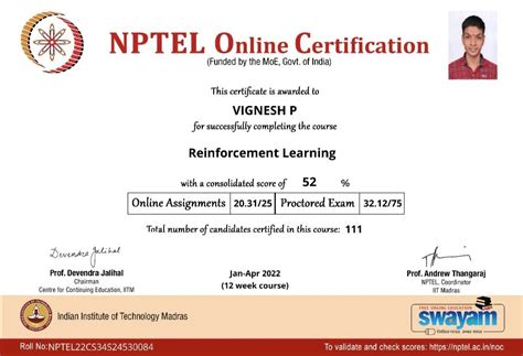 Vignesh P On Linkedin Nptel Reinforcementlearning