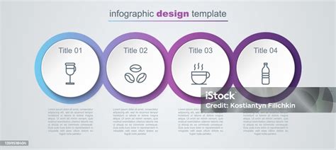세트 라인 아일랜드 커피 커피 콩 컵 및 병 물 비즈니스 인포그래픽 템플릿입니다 벡터 경영자에 대한 스톡 벡터 아트 및 기타