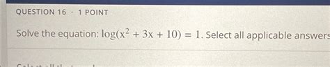 Solved Question 16 1 ﻿pointsolve The Equation