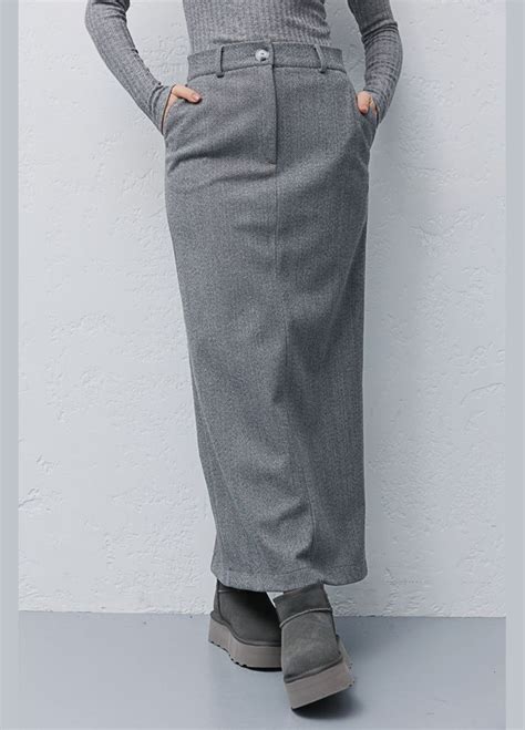 Тепла спідниця олівець довга темно сірого кольору Arjen 294907036 ‣ Купить в интернет магазине