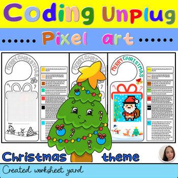 Pixel Art Christmas Coding Unplugged Christmas Color By Code Christmas