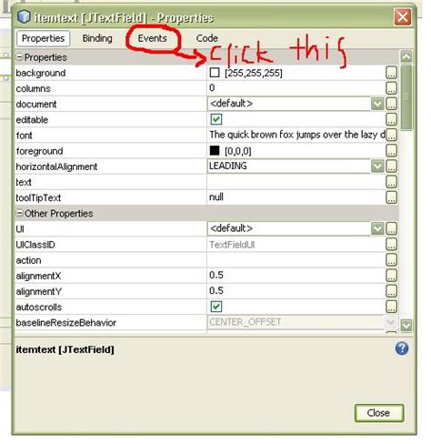 how to remove events not used in netbeans jet s technical side