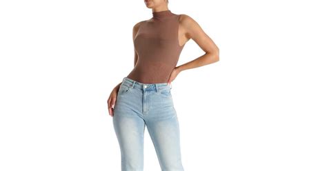 Naked Wardrobe Funnel Neck Mesh Bodysuit In Blue Lyst