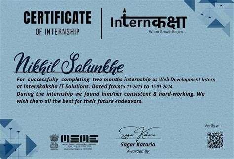 Nikhil Salunkhe On Linkedin Webdevelopment Internshipcomplete Gratitude