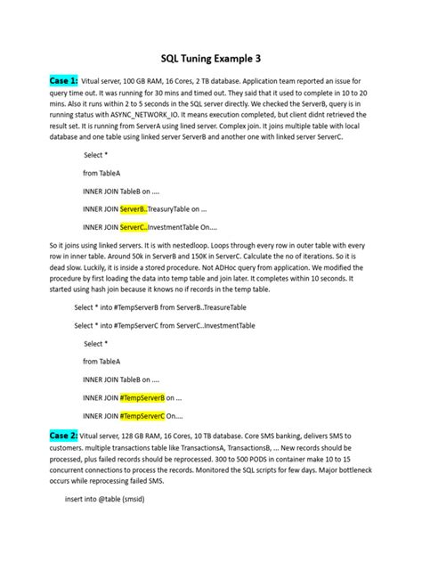 Sql Tuning Examples 3 Pdf Database Index Microsoft Sql Server