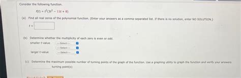 Solved Consider The Following Function F T T2 3t211t 8 Chegg Com