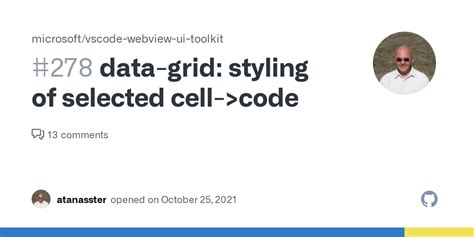 Data Grid Styling Of Selected Cell Code · Issue 278 · Microsoftvscode Webview Ui Toolkit