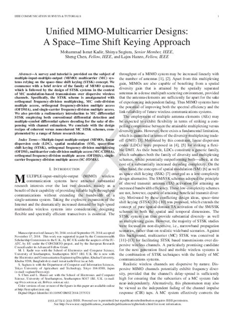 Pdf Unified Mimo Multicarrier Designs A Space Time Shift Keying Approach