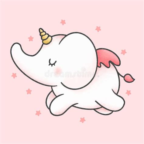 Cute Elephant Cartoon Hand Drawn Style Stock Vector Illustration Of