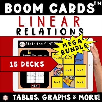 Linear Relations MEGA Bundle Digital Boom Cards Linear Equations Graphs More