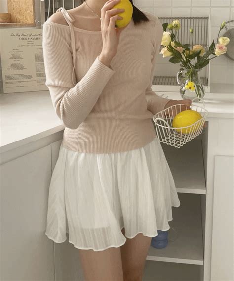 슬림 언발 리본 니트 발레코어 6color 에이블리