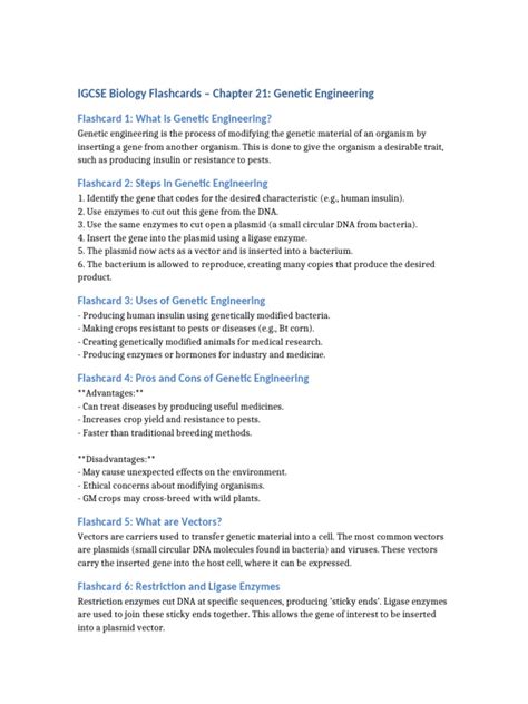Igcsebiologygeneticengineeringexpanded Pdf Genetic Engineering