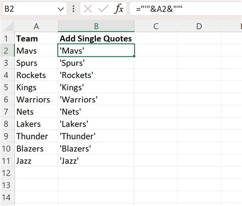 How To Add Single Quotes In Excel With Examples