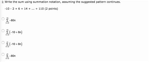 Solved 2 Write The Sum Using Summation Notation Assuming