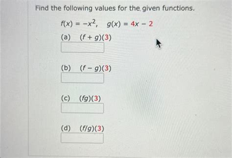 solved find the following values for the given functions