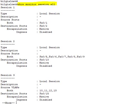Cisco Port Mirroring Yapılandırma BilgiALNET