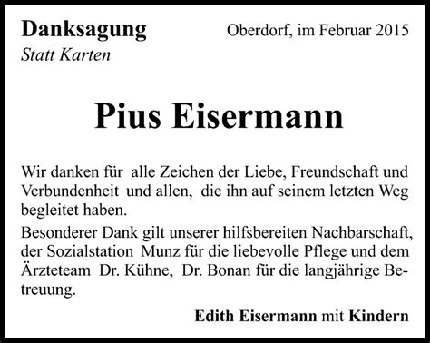 Traueranzeigen Von Pius Eisermann Ostalbtrauer