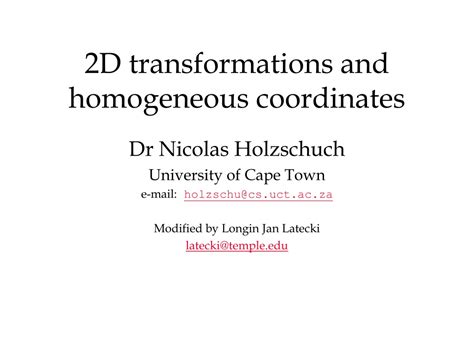 PPT Comprehensive Guide To D Transformations With Homogeneous Coordinates PowerPoint