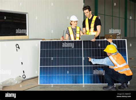 Engineer Team Working Check Testing Solar Panel Process Before Sand To