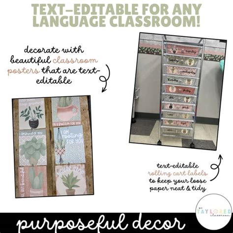 Plant Boho Neutral Classroom Decor Bundle Calm Plant Themed Decor