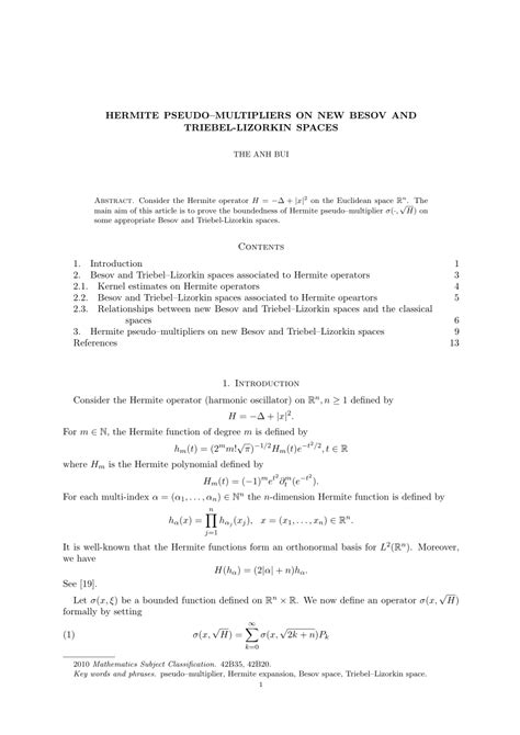 Pdf Hermite Pseudo Multipliers On New Besov And Triebel Lizorkin Spaces