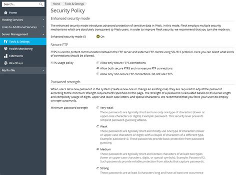 Setting Up The Password Strength Policy Plesk Onyx Documentation