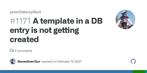 A Template In A Db Entry Is Not Getting Created · Issue 1171 · Pyrevitlabspyrevit · Github