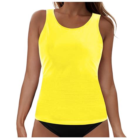 Ttuhywxi Tankini Tops For Women High Neck Swim Top Modest Bathing Suit Top Long Swim Tank Top