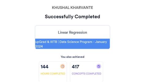 Completed Linear Regression Module On Upgrad Khushal Kharvante Posted On The Topic Linkedin